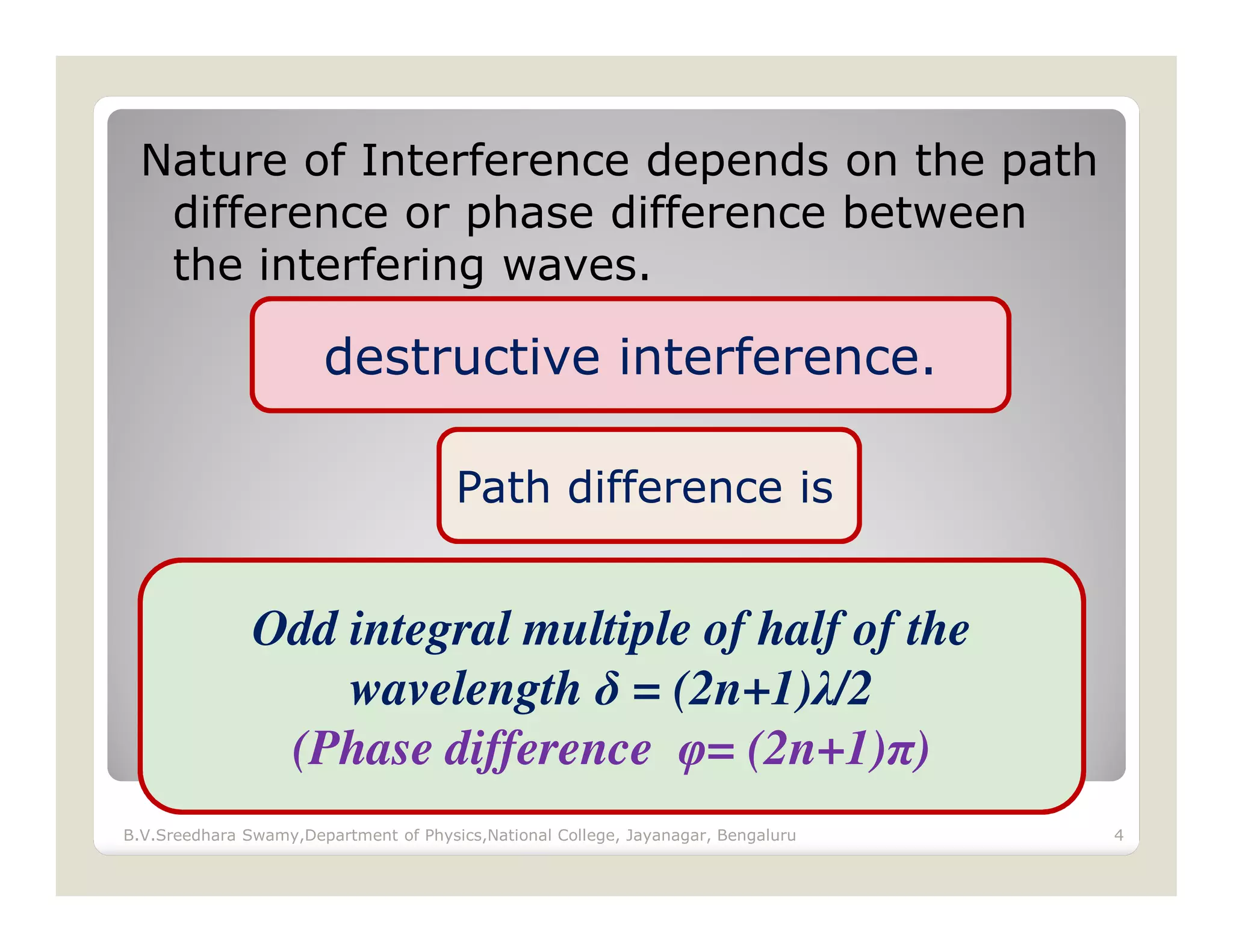 Interference of light presentation | PDF