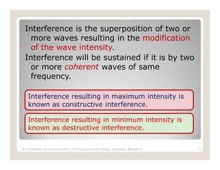 Interference of light presentation | PDF
