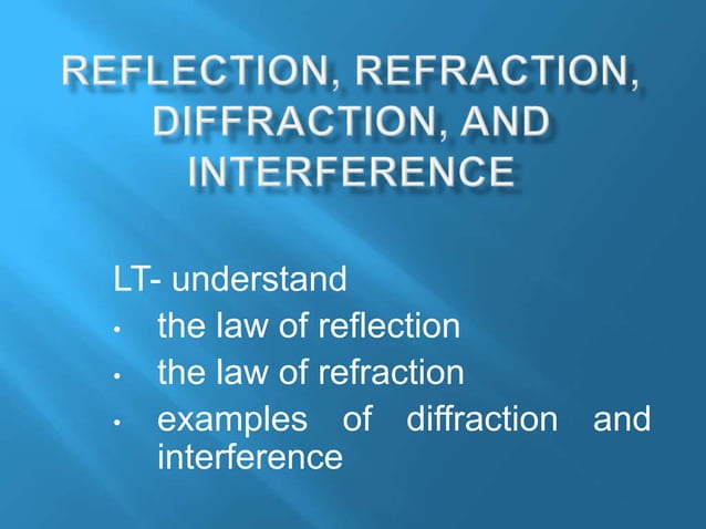 Interference Reflection Refraction Diffraction Pptx