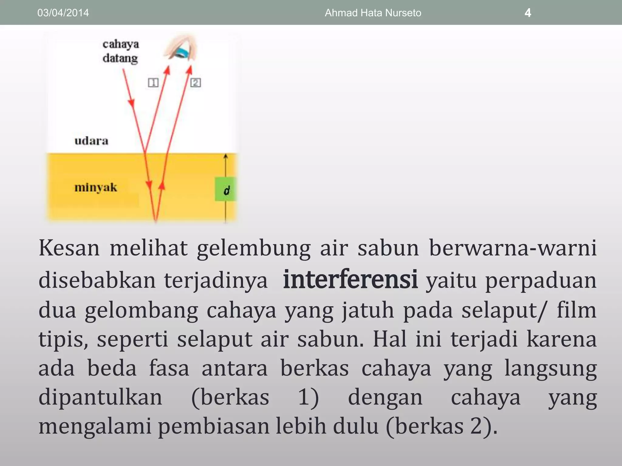 Interferensi dalam film tipis (ahmad hata) | PDF