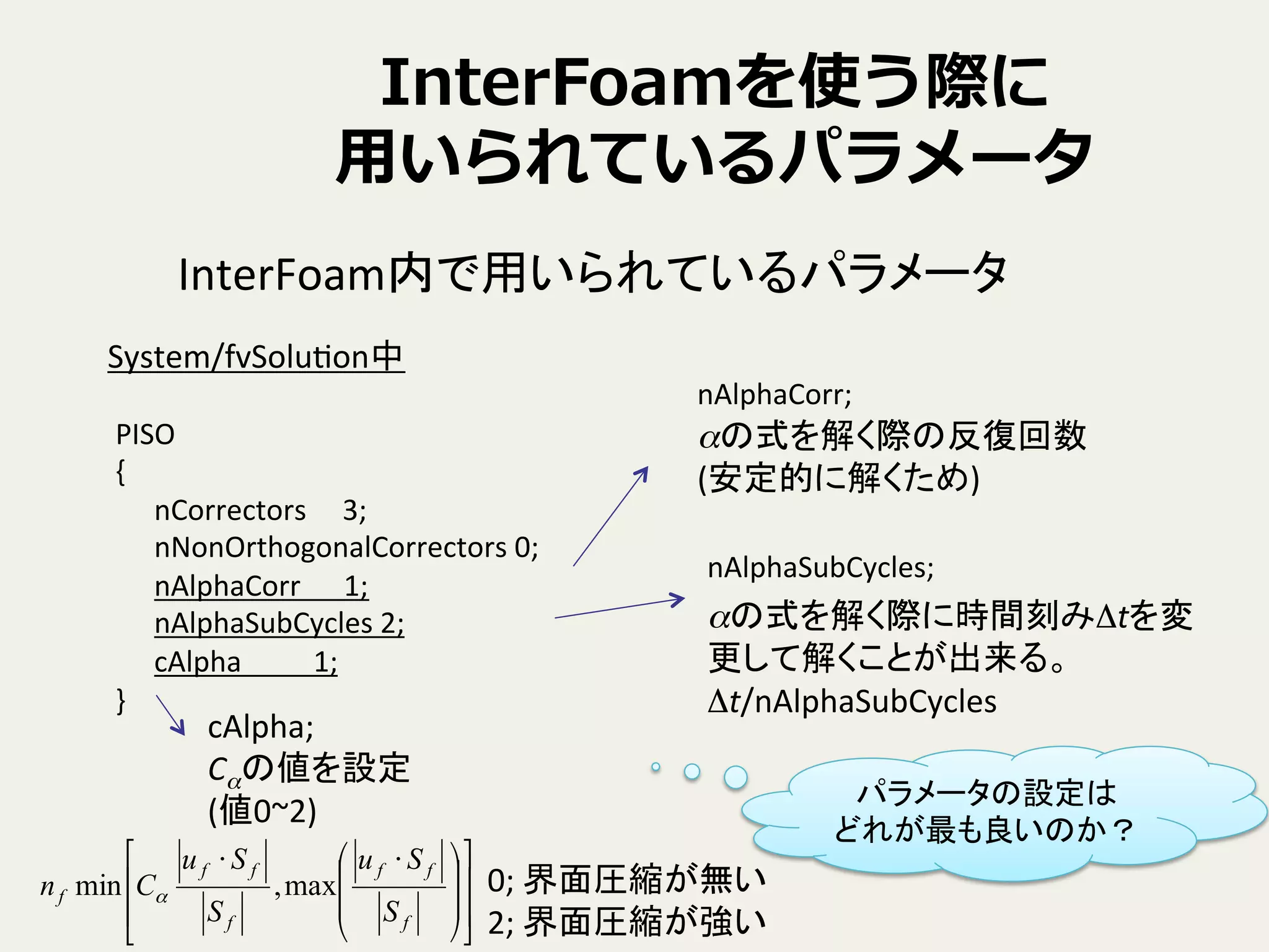 OpenFoamの混相流solver interFoamのパラメータによる解の変化 | PDF