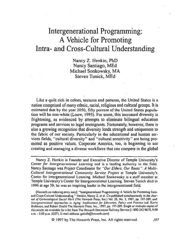 Intergenerational Programming: a vehicle for promoting intra and cross ...