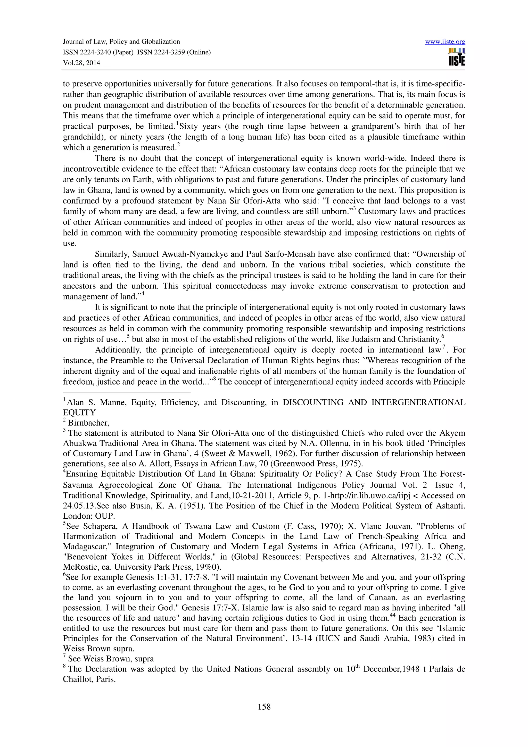 Intergenerational versus intragenerational equities and the | PDF