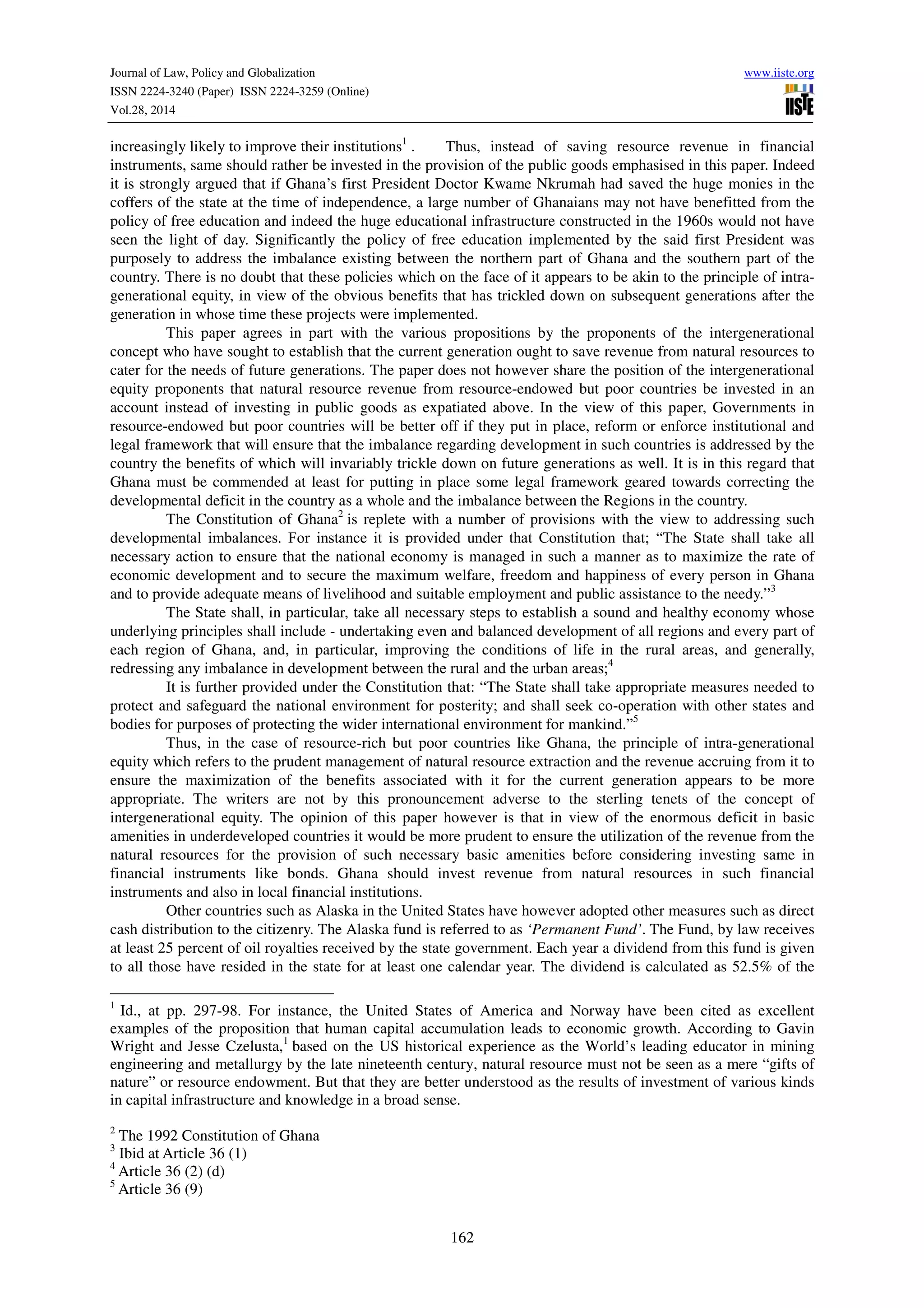 Intergenerational versus intragenerational equities and the | PDF