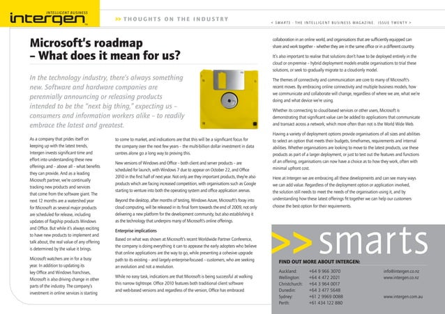 Intergen Smarts 20 (2009) | PDF | Computing | Technology & Computing