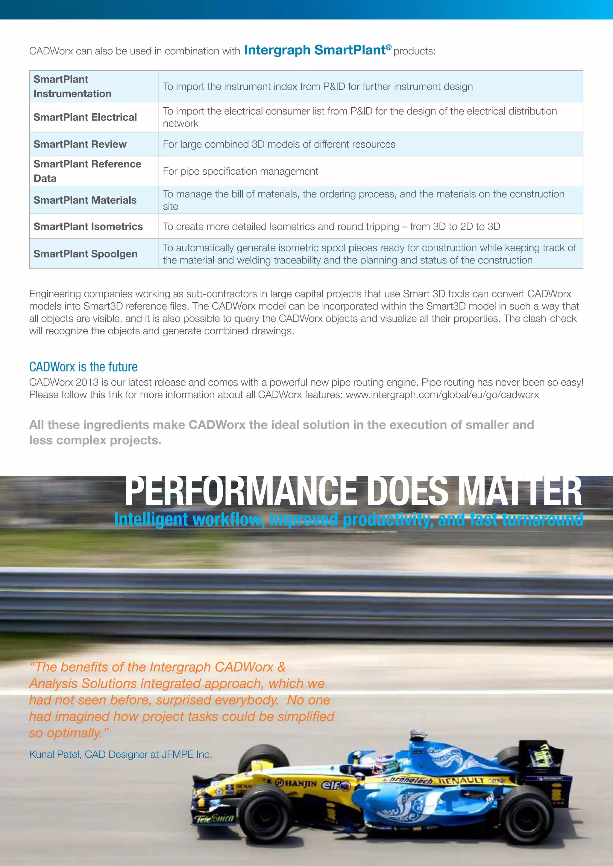 Intergraph CADWorx & Analysis Flyer | PDF