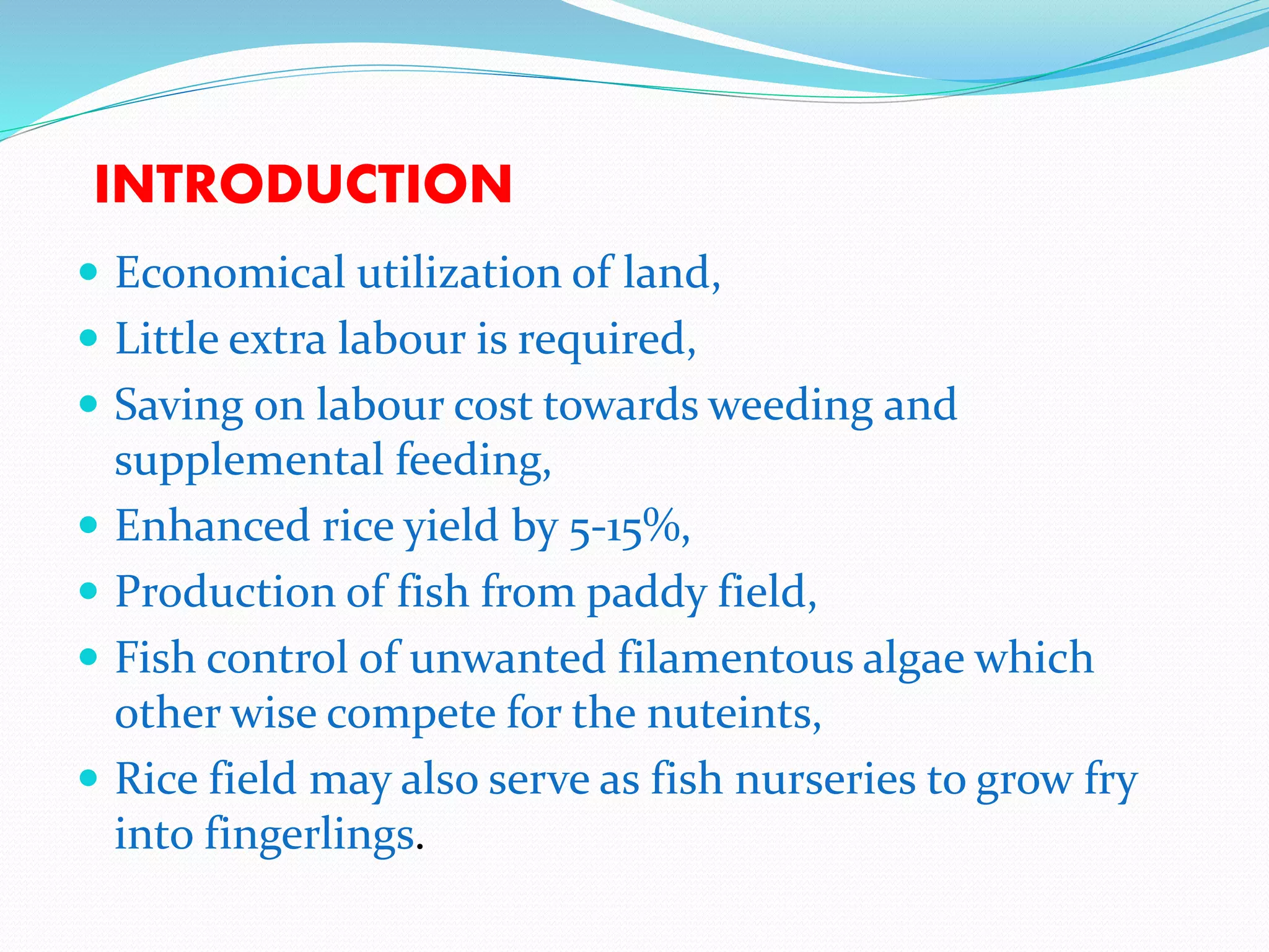 Intergrated paddy cum-fish culture | PPTX