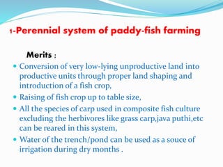Intergrated paddy cum-fish culture | PPTX