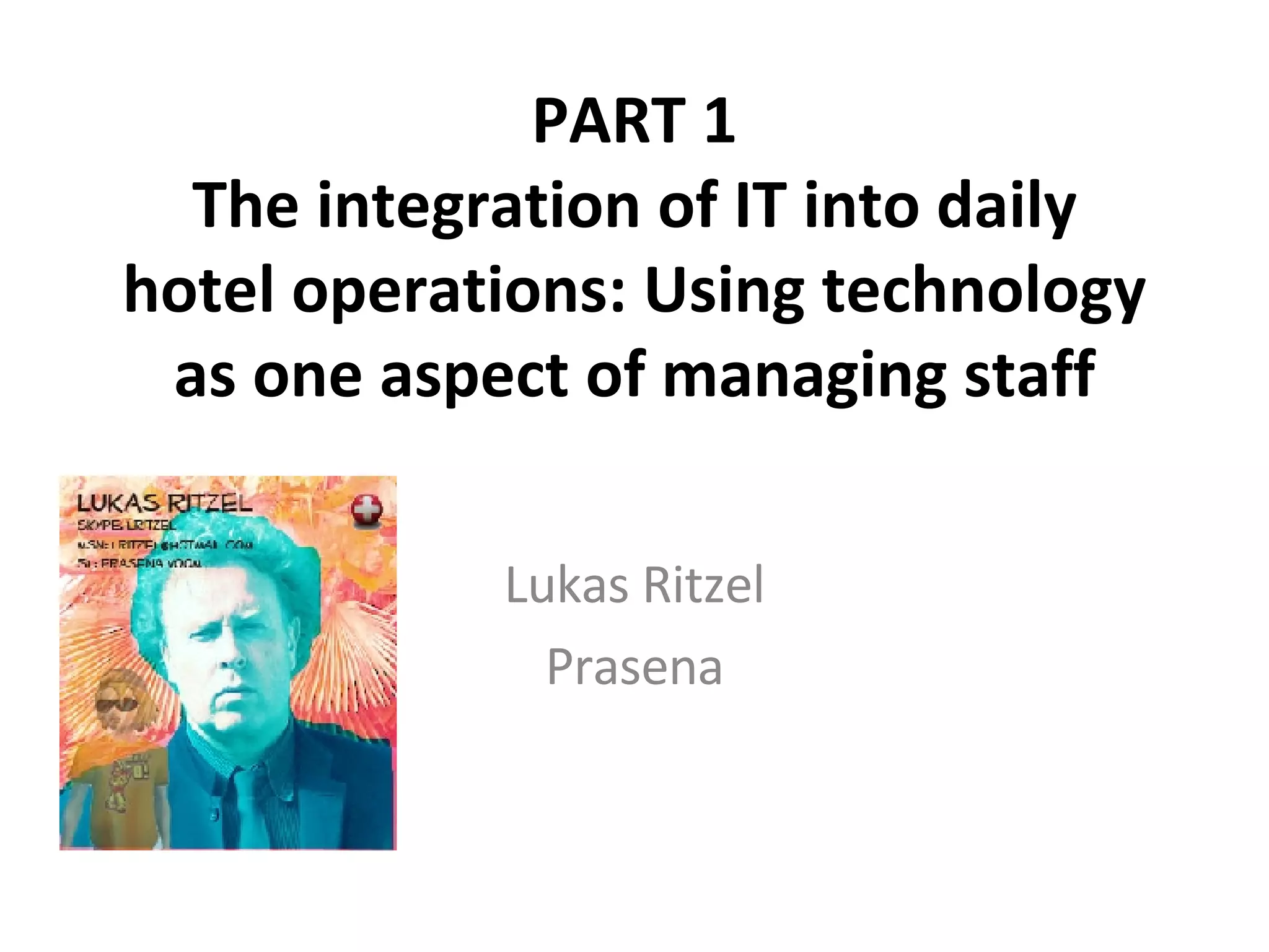 Intergration Of Ict in Hotel and tourism Part 1 | PPT
