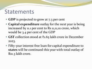 Interim Budget 2024-25 of Government of India | PPTX