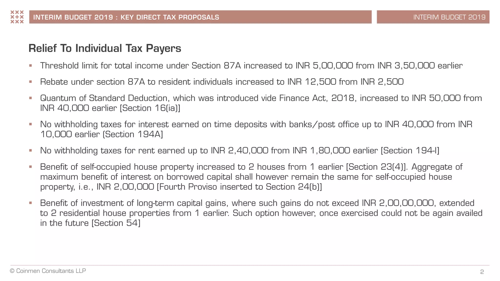 Interim Budget 2019: Direct Tax Proposals | PDF