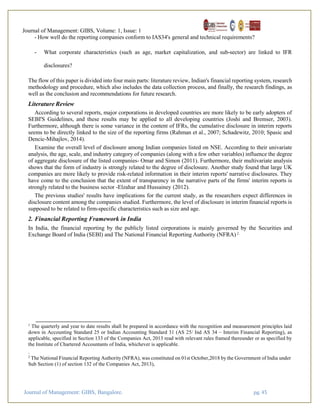 Interim Financial Reporting and Compliance with SEBIs guidelines the ...
