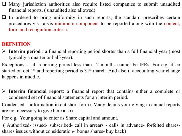 Interim financial Reporting Ind As - 34 | PPTX | Stocks and Bonds | Personal Investing