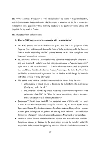 Assam NRC - Interim jury report | PDF