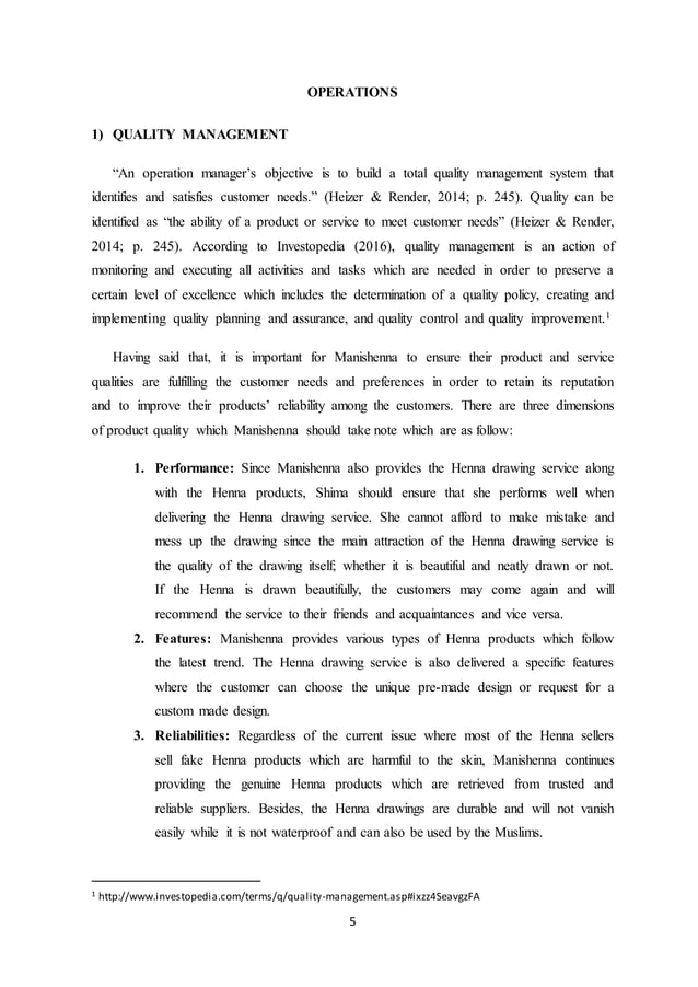 Operation Strategy for Manishenna (Interim Report) | DOCX | Business ...