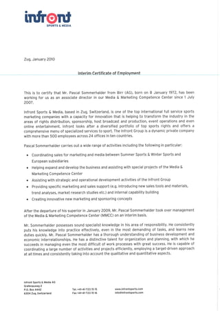 Interim reference letter infront sports & media | PDF