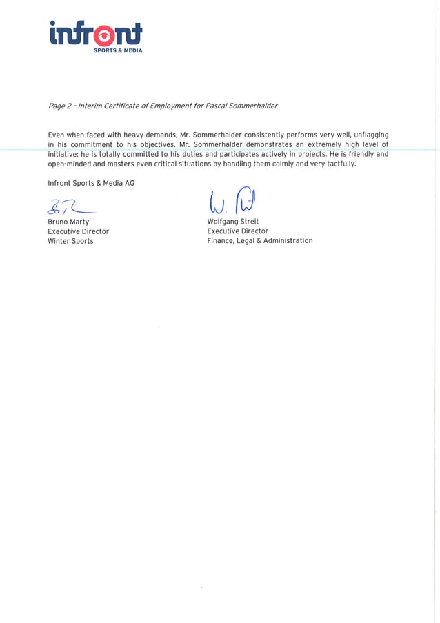 Interim reference letter infront sports & media | PDF | Sports