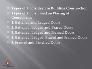 Learn Doors in Interior Design course Subject | PPTX