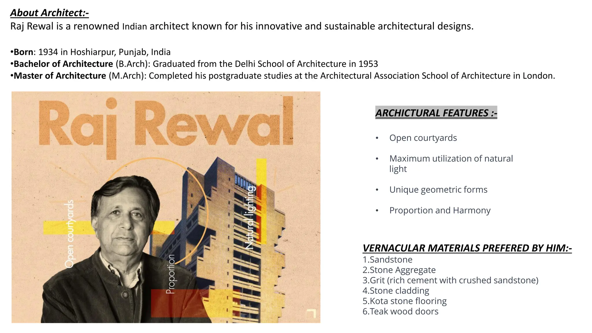 ARCHITECTURAL MARVELS OF RAJ REWAL WITH HIS DESIGN PHYLOSOPHIES | PDF