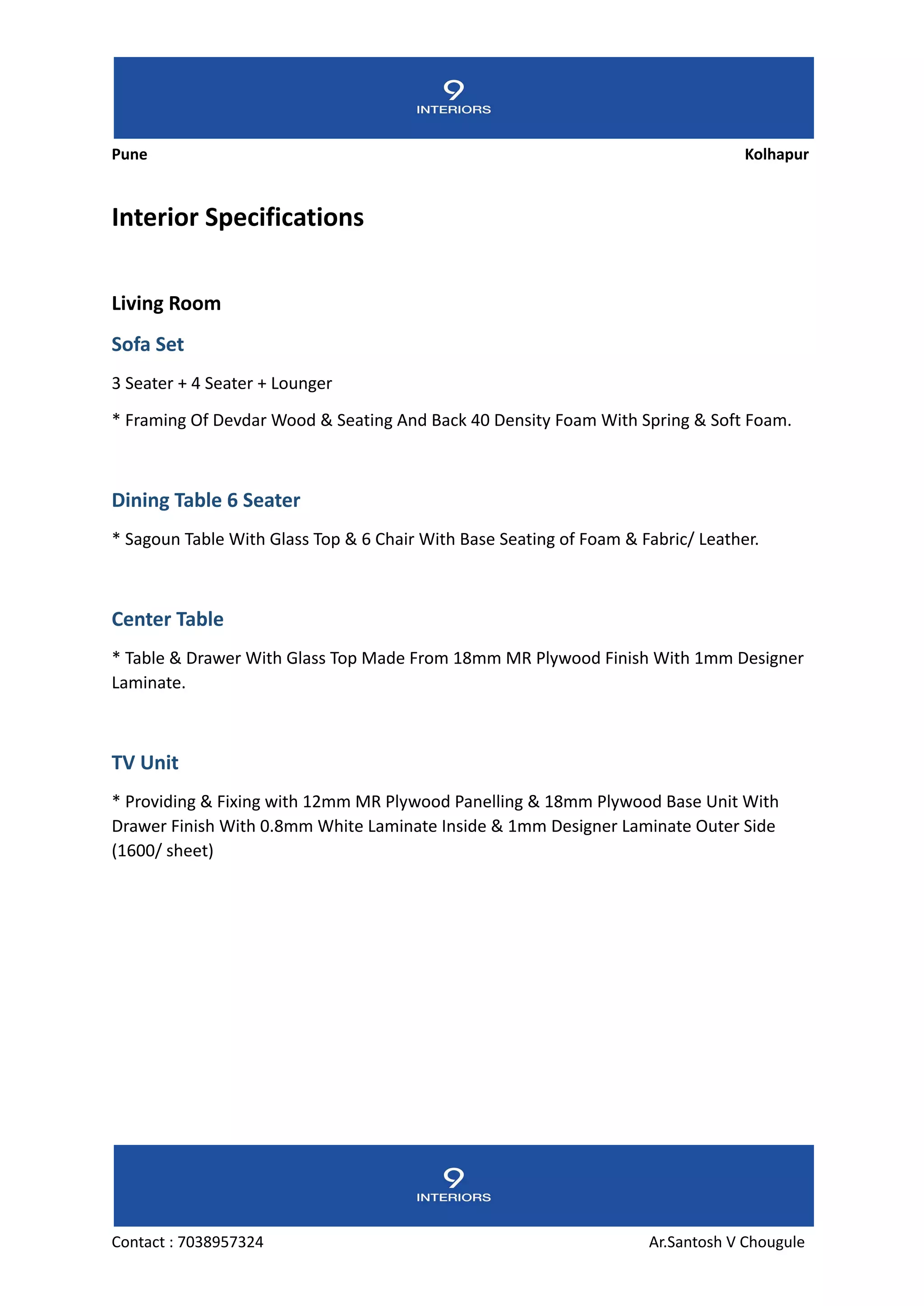 Interior specifications | PDF