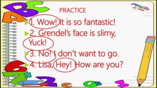 English 9 Interjections Lesson with activities | PPTX