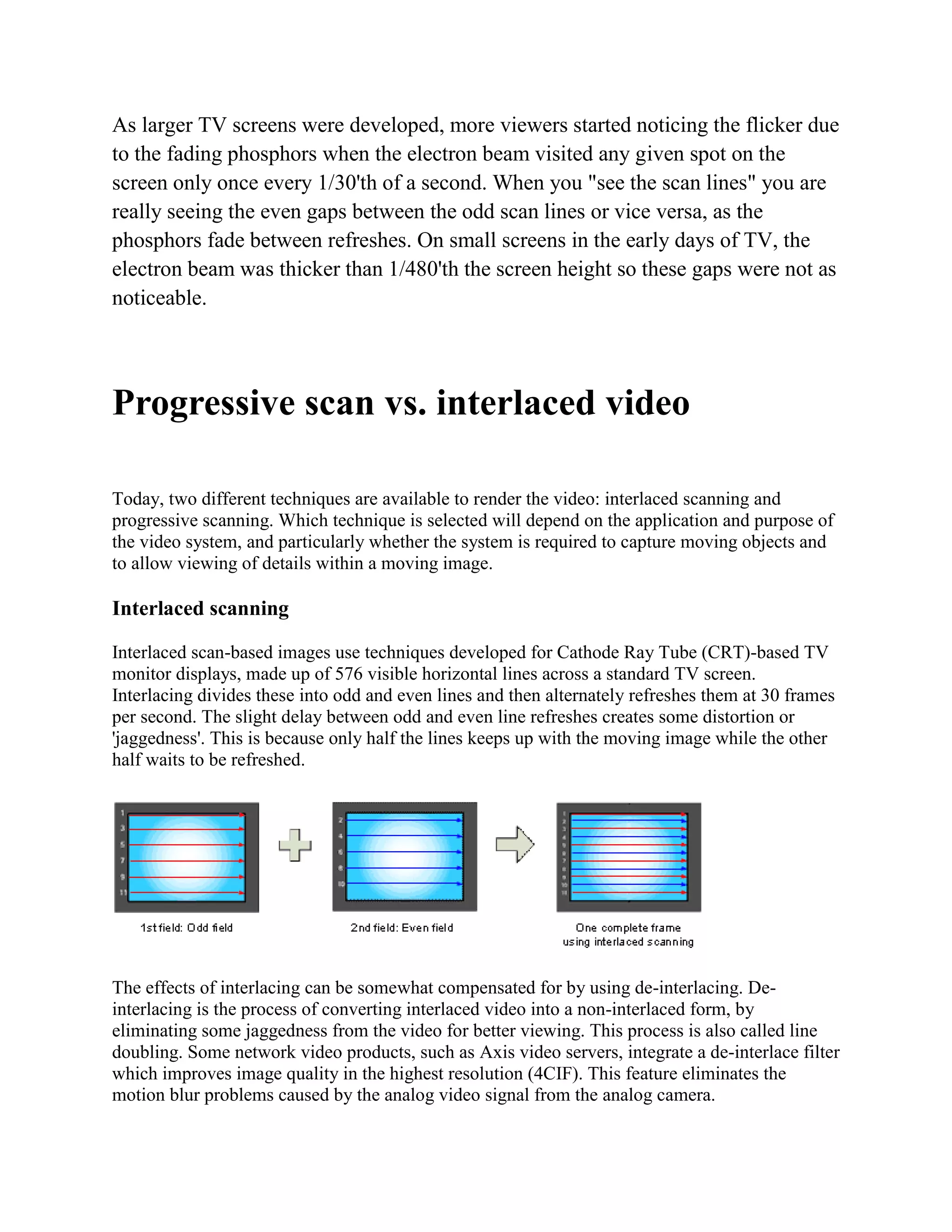 Difference between Interlaced & progressive scanning | DOCX