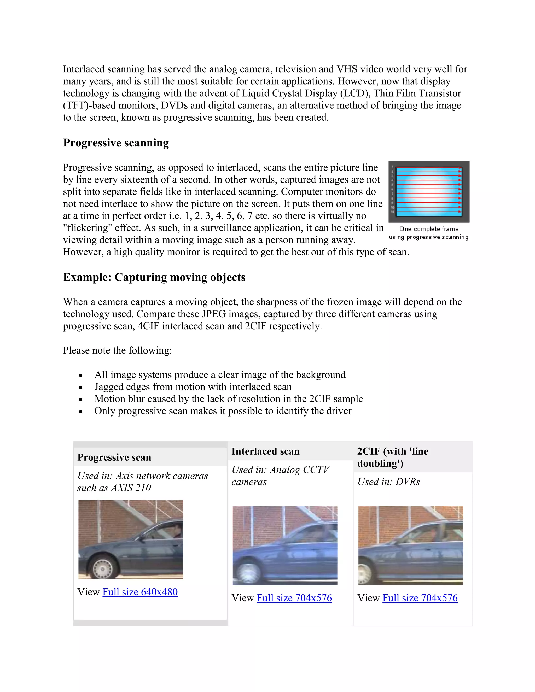 Difference between Interlaced & progressive scanning | DOCX