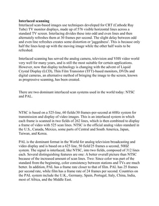 Difference between Interlaced & progressive scanning | DOCX