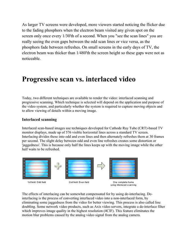 Difference between Interlaced & progressive scanning | DOCX