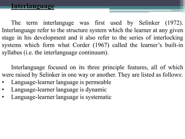 Interlanguage and the natural route of development ellis ch. 3 | PPTX ...