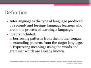 Interlanguage hypothesis | PPTX