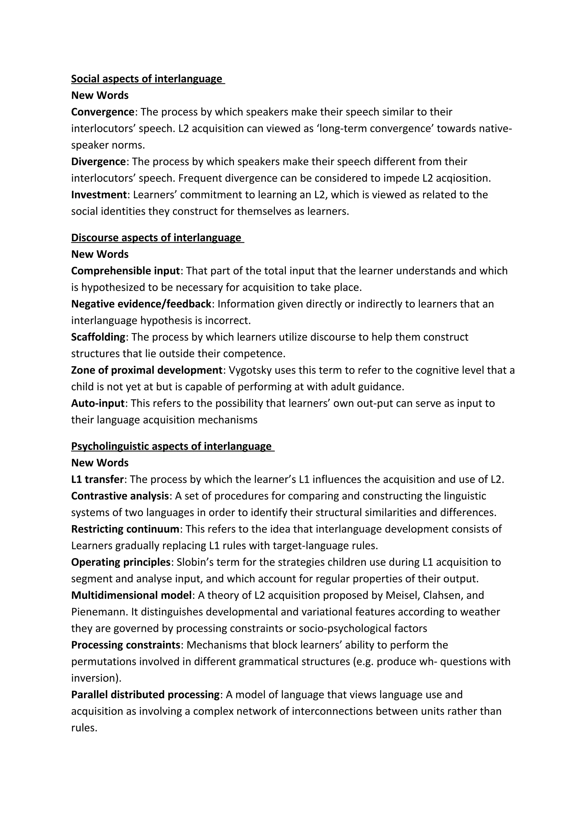 Interlanguage in SLA | DOC