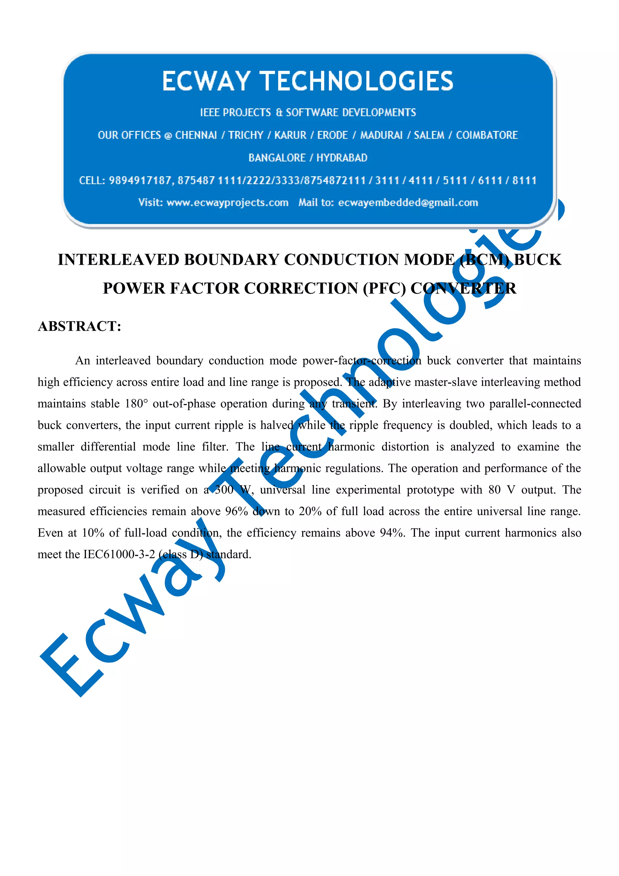 Interleaved Boundary Conduction Mode Bcm Buck Power Factor Correction