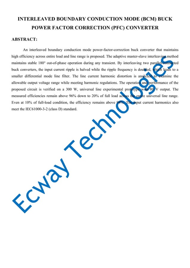 Interleaved Boundary Conduction Mode Bcm Buck Power Factor Correction