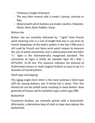 Interlining and button | PDF