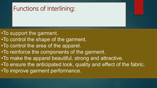 Interlining(types of fusing to ending) | PPT