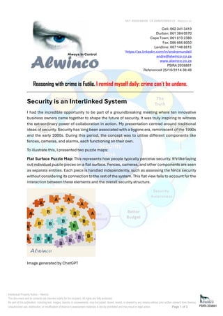Alwinco: Security is an Interlinked System | PDF