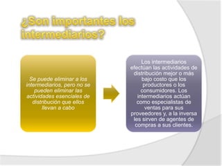 Intermediarios y canales de distribución | PPTX