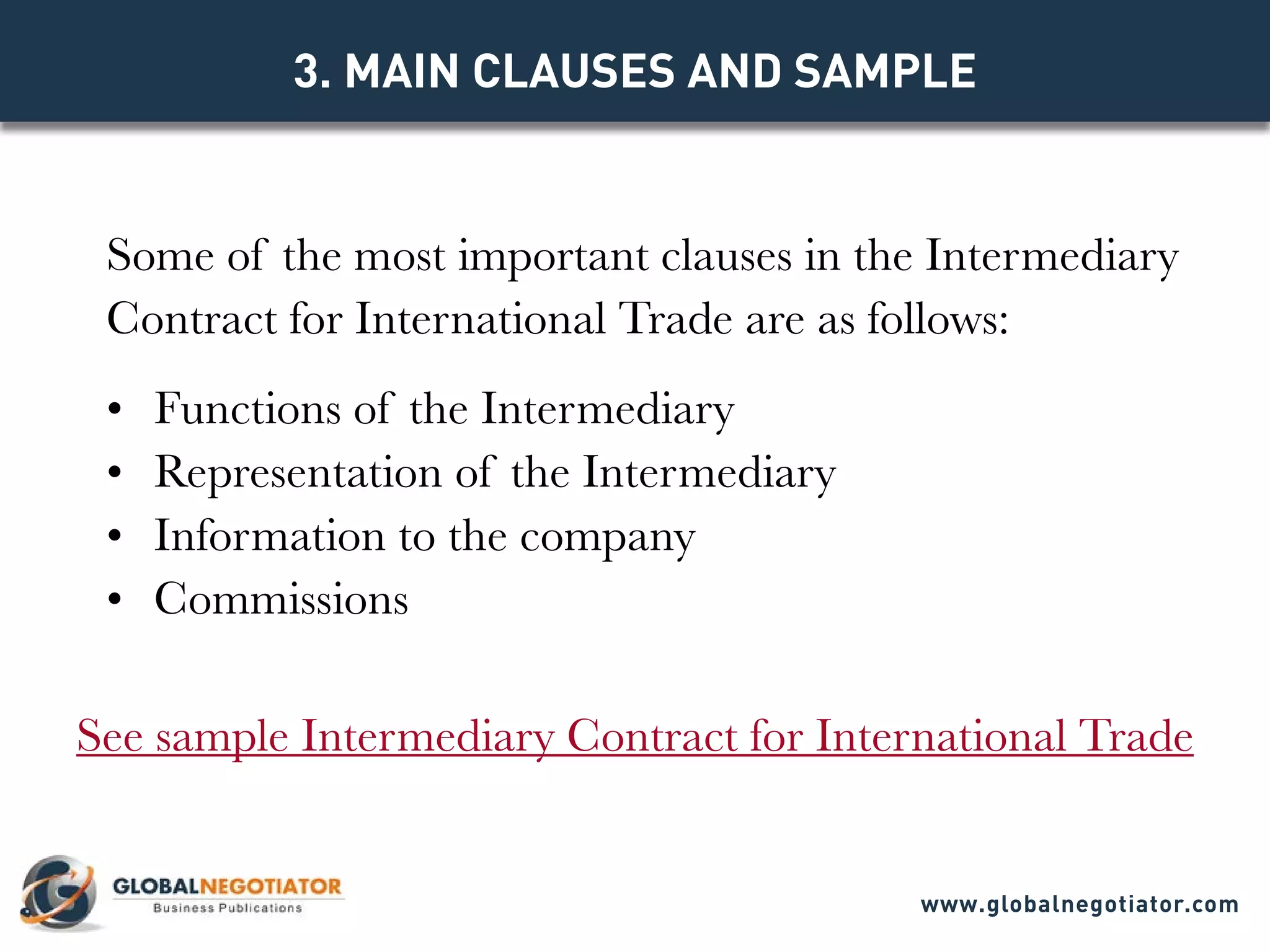 INTERMEDIARY CONTRACT FOR INTERNATIONAL TRADE - Contract Template and ...