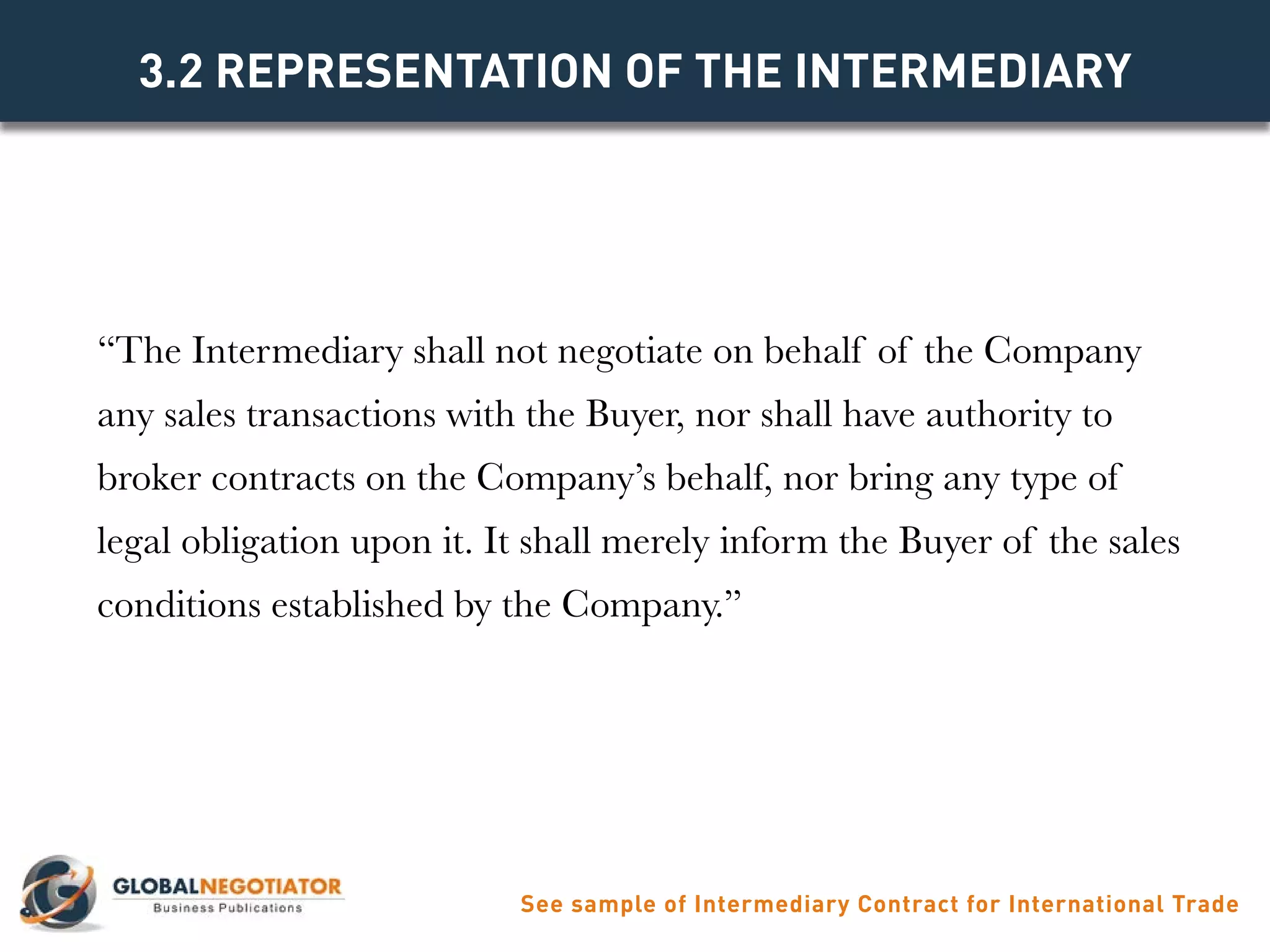 INTERMEDIARY CONTRACT FOR INTERNATIONAL TRADE - Contract Template and ...