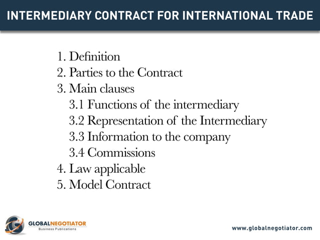 INTERMEDIARY CONTRACT FOR INTERNATIONAL TRADE - Contract Template and ...