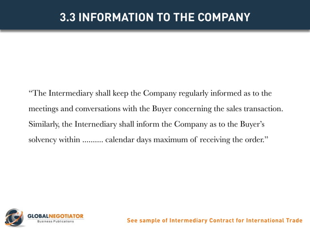 INTERMEDIARY CONTRACT FOR INTERNATIONAL TRADE - Contract Template and Sample | PDF