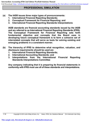 Intermediate Accounting IFRS 2nd Edition Warfield Solutions Manual | PDF