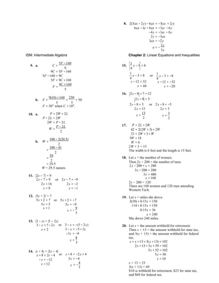Intermediate Algebra Formula Sheet