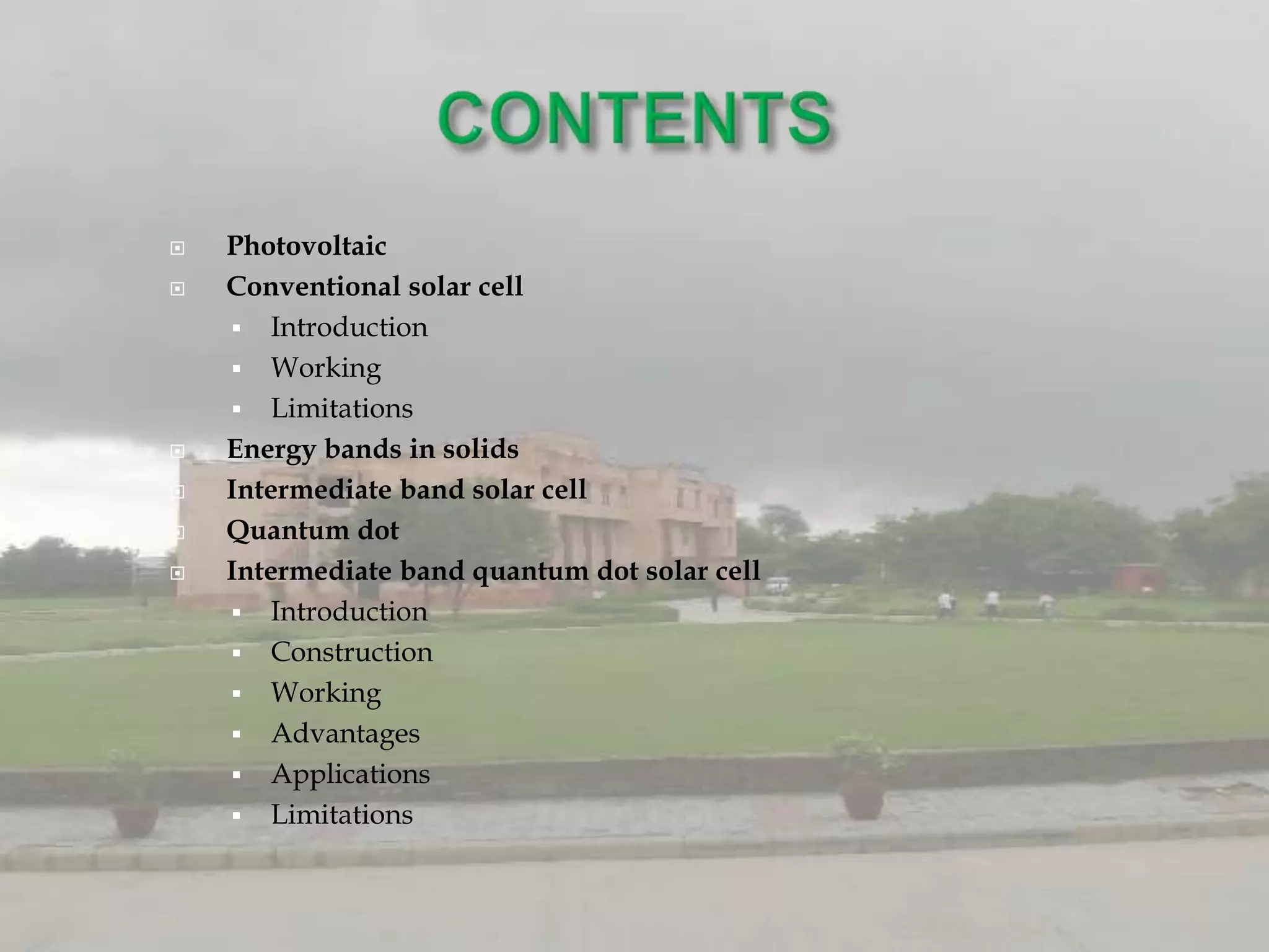 Intermediate band quantum dot solar cell | PPTX
