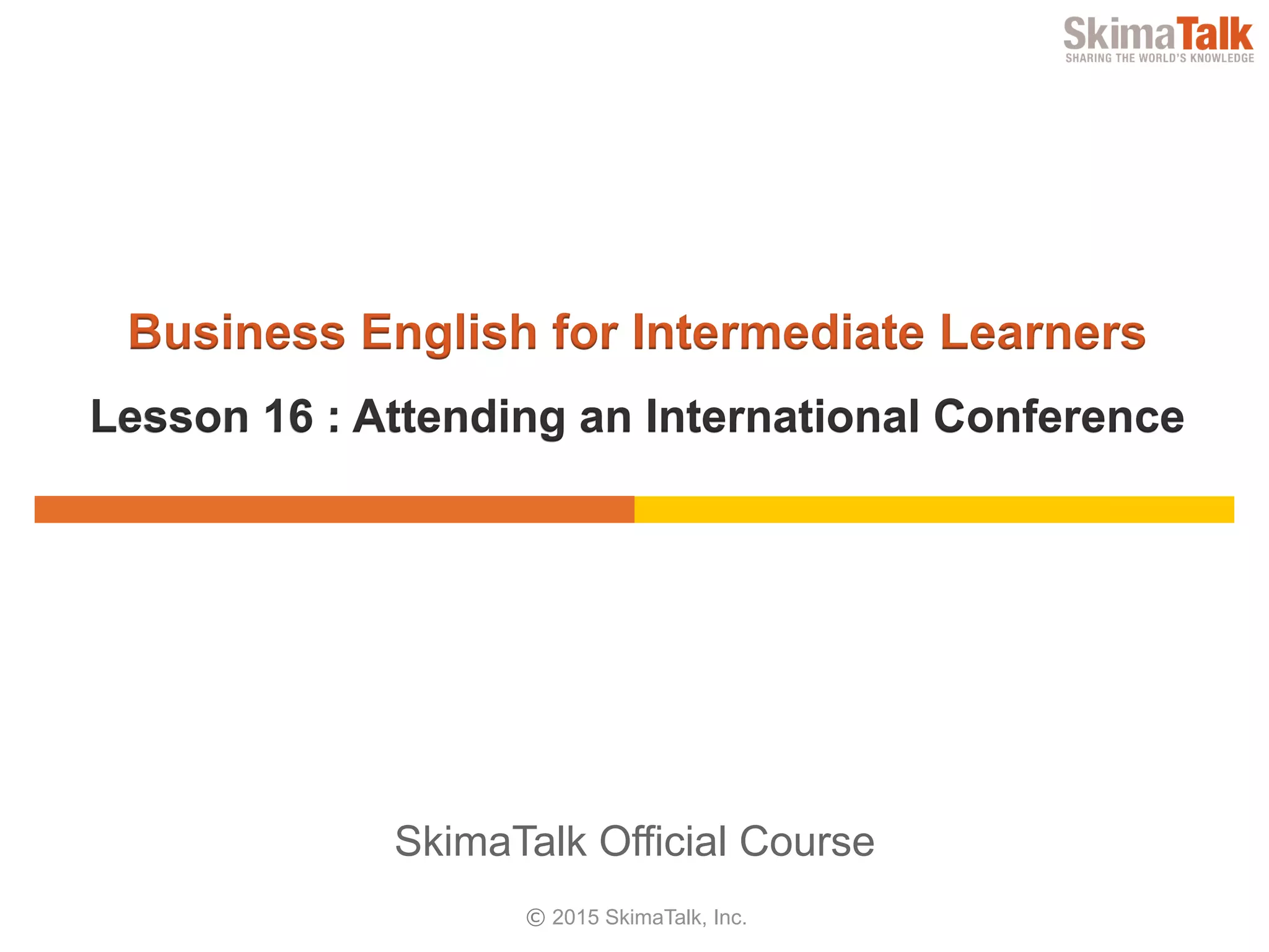 Intermediate Business English Lesson 16 | PPT
