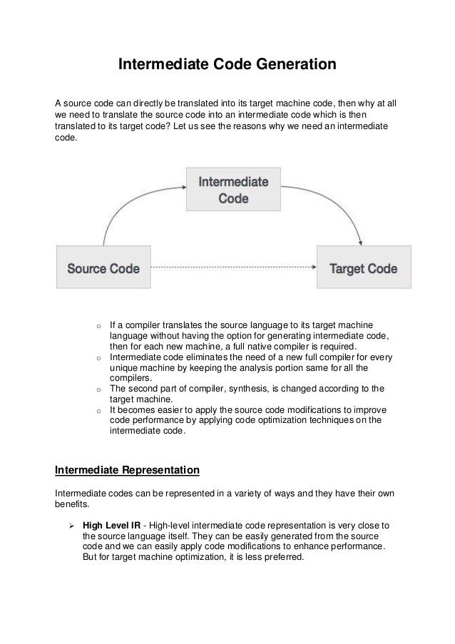 Intermediate Code Generation