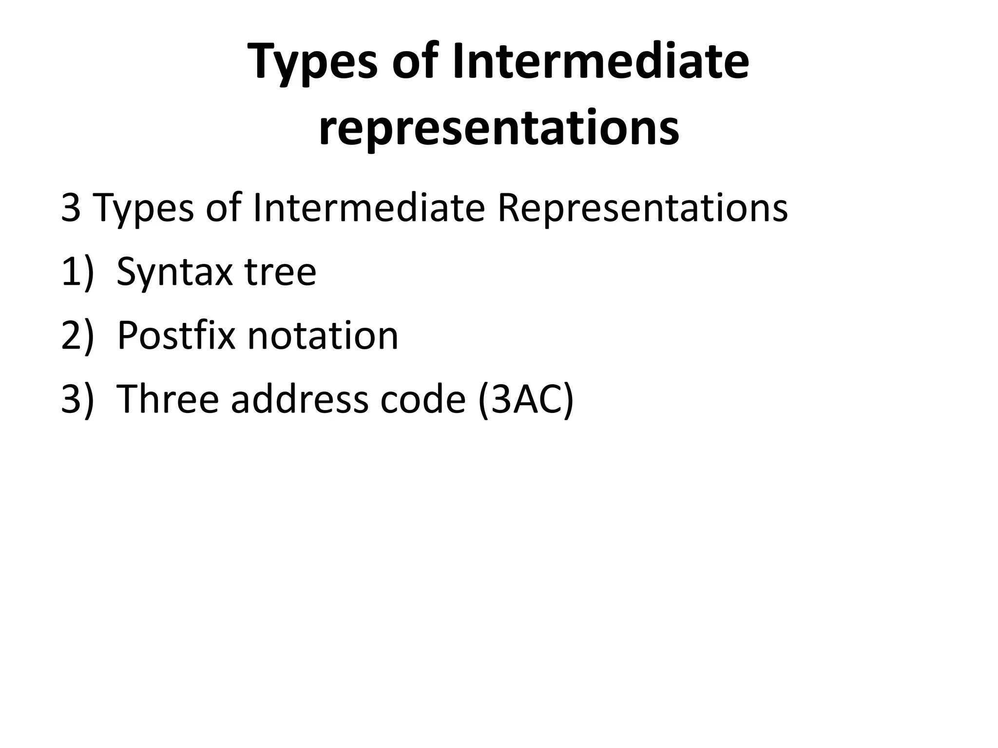 Intermediate Code Generation Ppt Programming Languages Computing