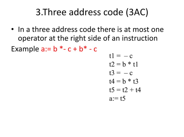 Intermediate code generation | PPT | Programming Languages | Computing