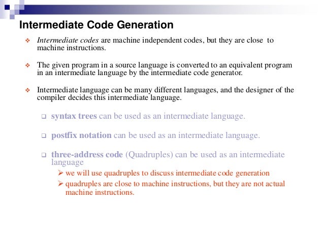 Intermediate Code Generation1